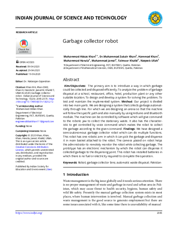 Pdf Garbage Collector Robot