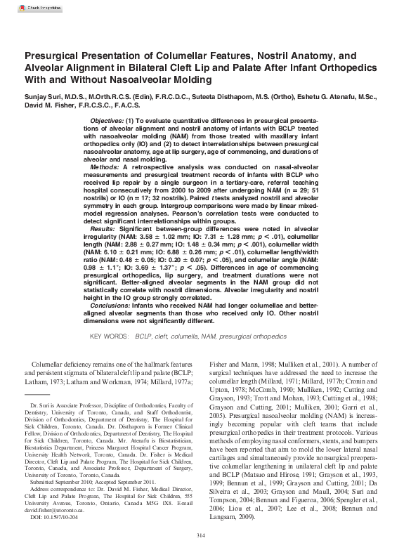 (PDF) Presurgical Presentation of Columellar Features, Nostril Anatomy ...