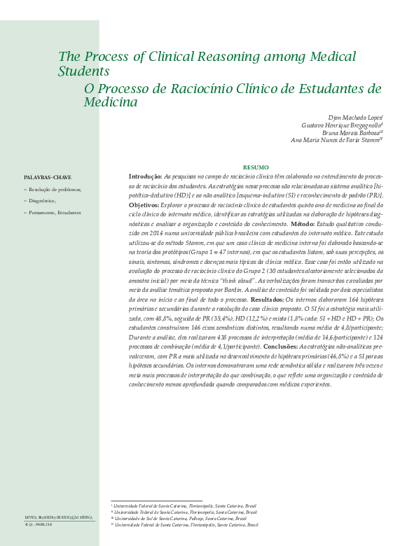 (PDF) The Process of Clinical Reasoning among Medical Students