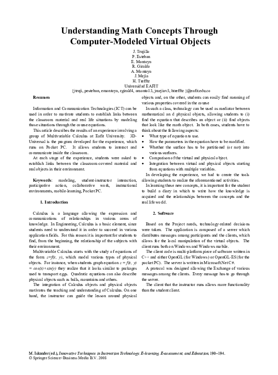 (PDF) Understanding Math Concepts Through Computer-Modeled Virtual Objects