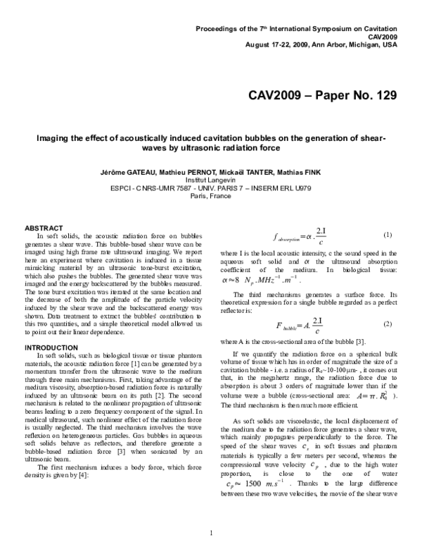 (PDF) Imaging the effect of acoustically induced cavitation bubbles on ...