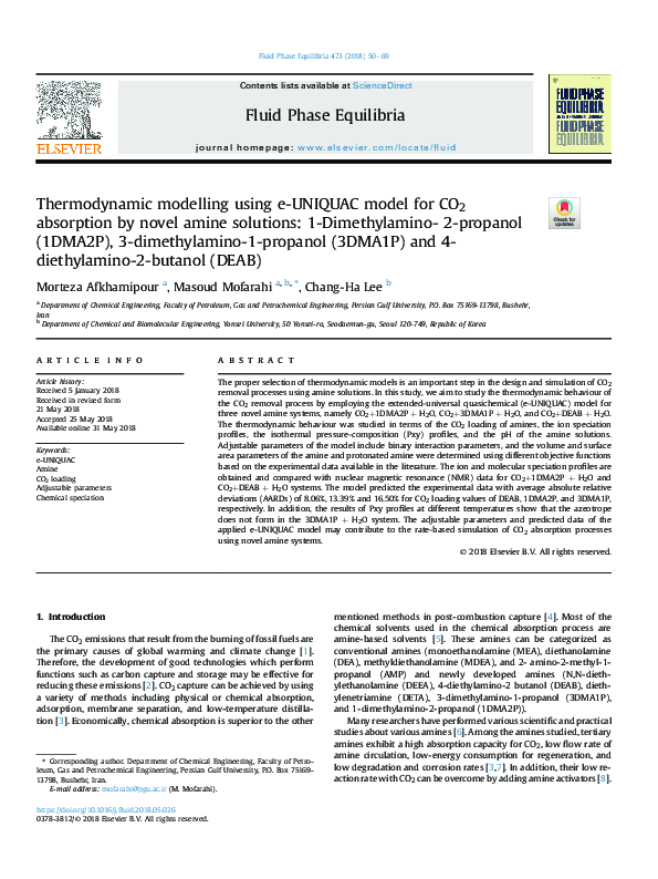 (PDF) Thermodynamic modelling using e-UNIQUAC model for CO2 absorption ...