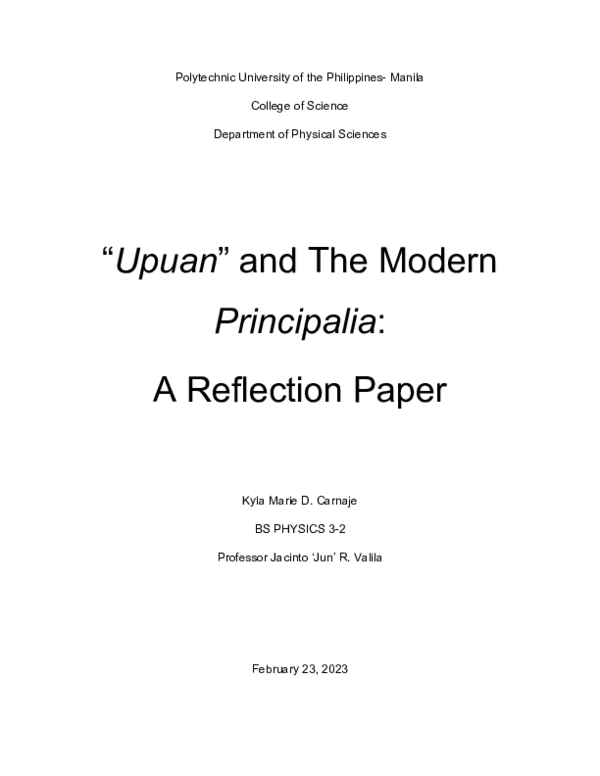 (DOC) “Upuan” and The Modern Principalia: A Reflection Paper | Kyla ...