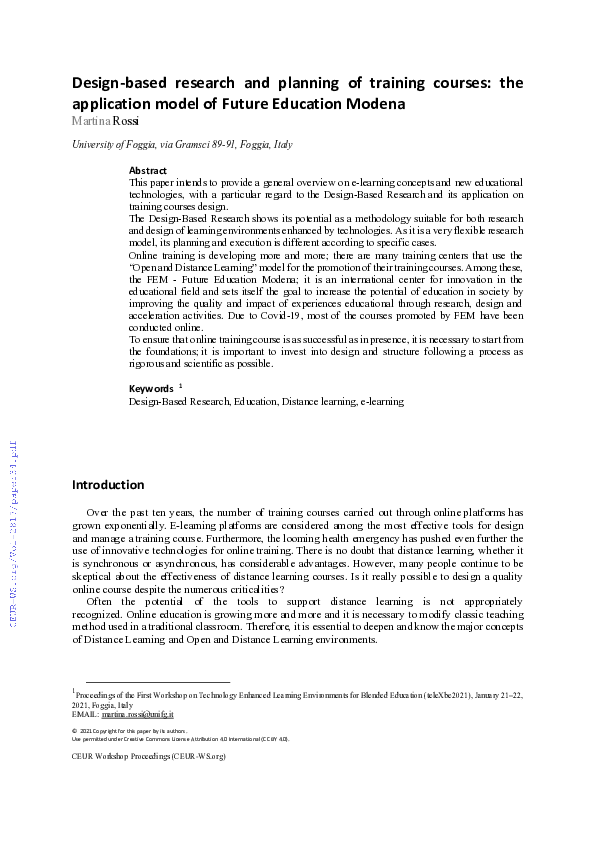 (PDF) Design-based research and planning of training courses: the ...