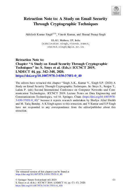 (PDF) Retraction Note to: A Study on Email Security Through Cryptographic Techniques