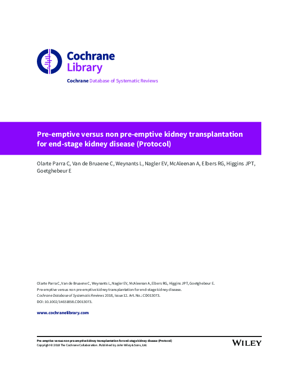 (PDF) Pre-emptive versus non pre-emptive kidney transplantation for end ...