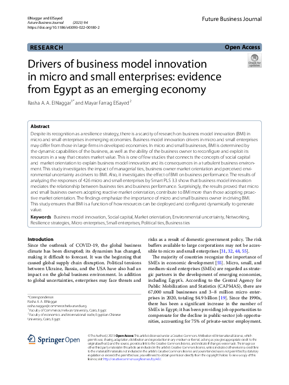 (PDF) Drivers of business model innovation in micro and small ...