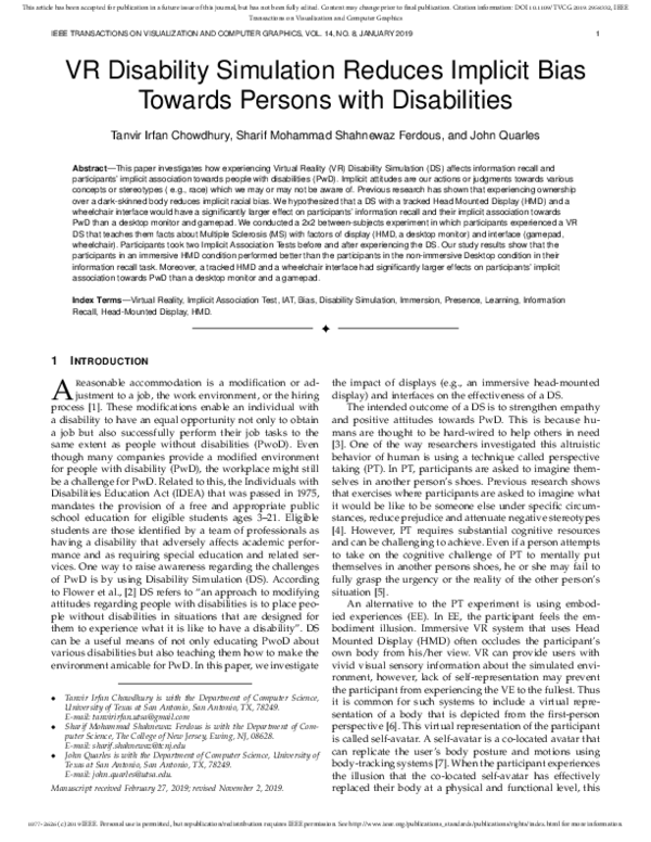 (PDF) VR Disability Simulation Reduces Implicit Bias Towards Persons ...