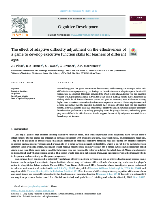 (PDF) The effect of adaptive difficulty adjustment on the effectiveness ...