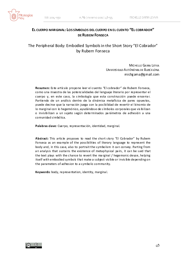 (PDF) El cuerpo marginal: los símbolos del cuerpo en el cuento "El ...