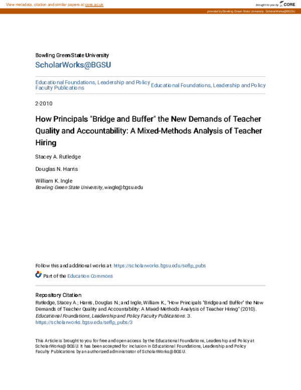 (PDF) How Principals “Bridge and Buffer” the New Demands of Teacher ...