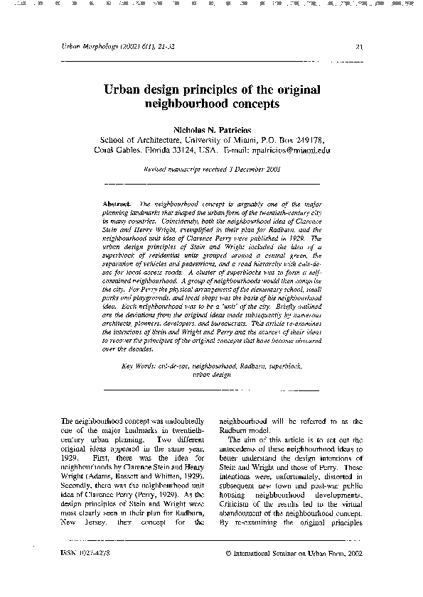 (PDF) Urban design principles of the original neighbourhood concepts