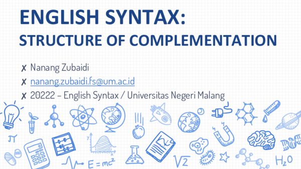 (PDF) English Syntax: Structure of complementation