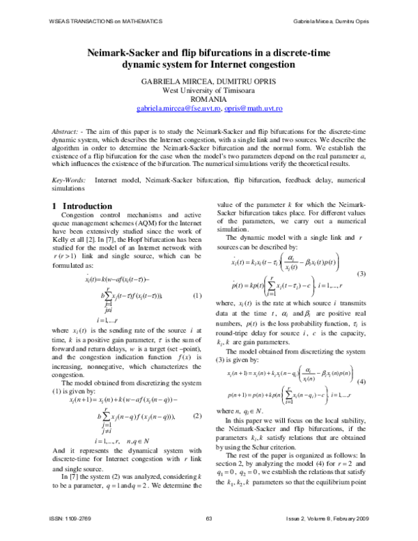 (PDF) Neimark-sacker and flip bifurcations in a discrete-time dynamic ...