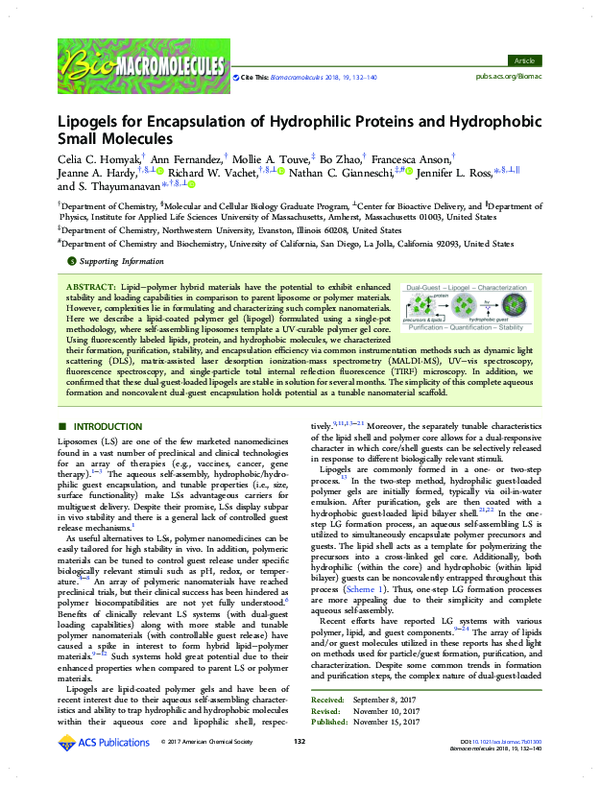 (PDF) Lipogels for Encapsulation of Hydrophilic Proteins and ...
