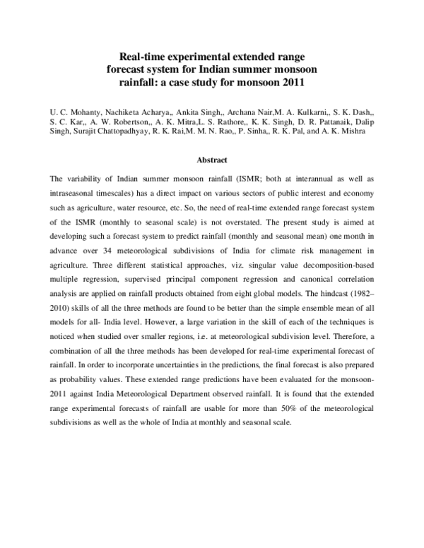 (PDF) Real-time experimental extended range forecast system for Indian summer monsoon rainfall ...
