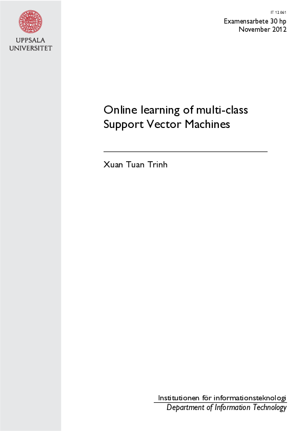 (PDF) Online learning of multi-class Support Vector Machines