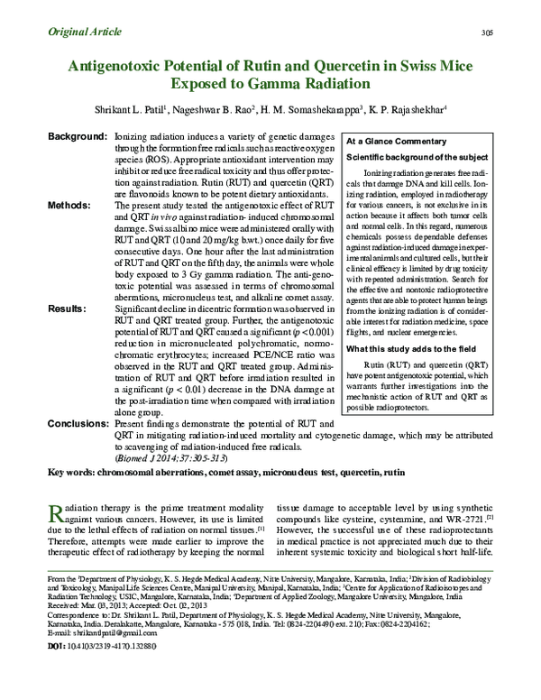 (PDF) Antigenotoxic potential of rutin and quercetin in Swiss mice ...