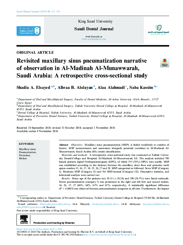 Pdf Revisited Maxillary Sinus Pneumatization Narrative Of Observation