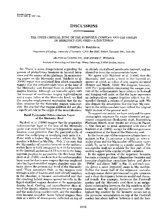 (PDF) The upper critical zone of the Bushveld Complex and the origin of ...