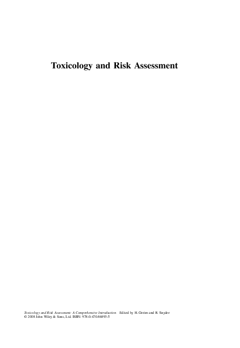 (PDF) Toxicology and Risk Assessment
