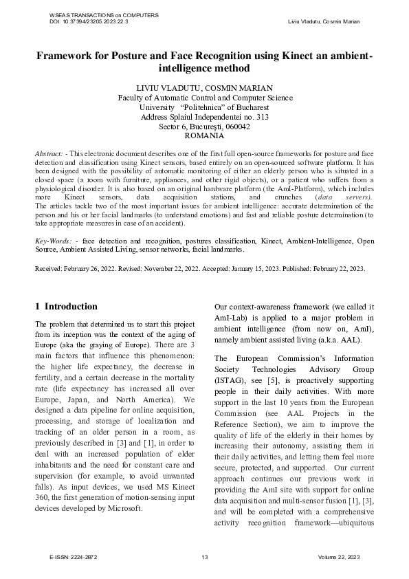 Pdf Framework For Posture And Face Recognition Using Kinect An