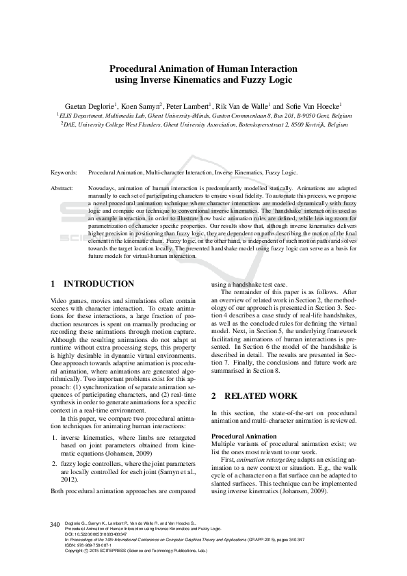 Pdf Procedural Animation Of Human Interaction Using Inverse Kinematics And Fuzzy Logic