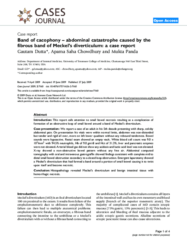 (PDF) Band of cacophony - abdominal catastrophe caused by the fibrous ...