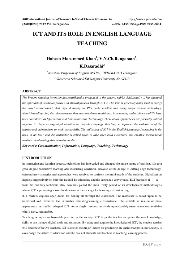 (PDF) Ict and Its Role in English Language Teaching
