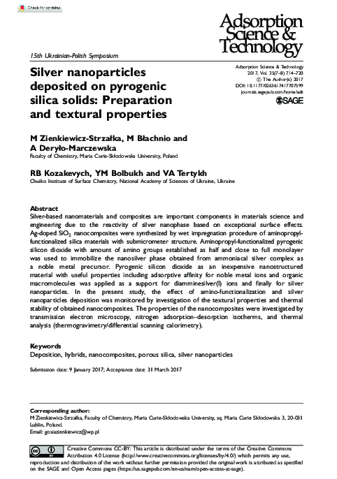 (PDF) Silver nanoparticles deposited on pyrogenic silica solids ...