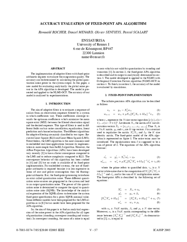 (PDF) Accuracy evaluation of fixed-point APA algorithm