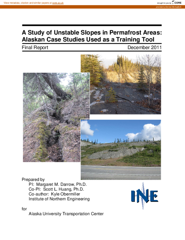 (PDF) A Study of Unstable Slopes in Permafrost Areas: Alaskan Case Studies Used as a Training Tool
