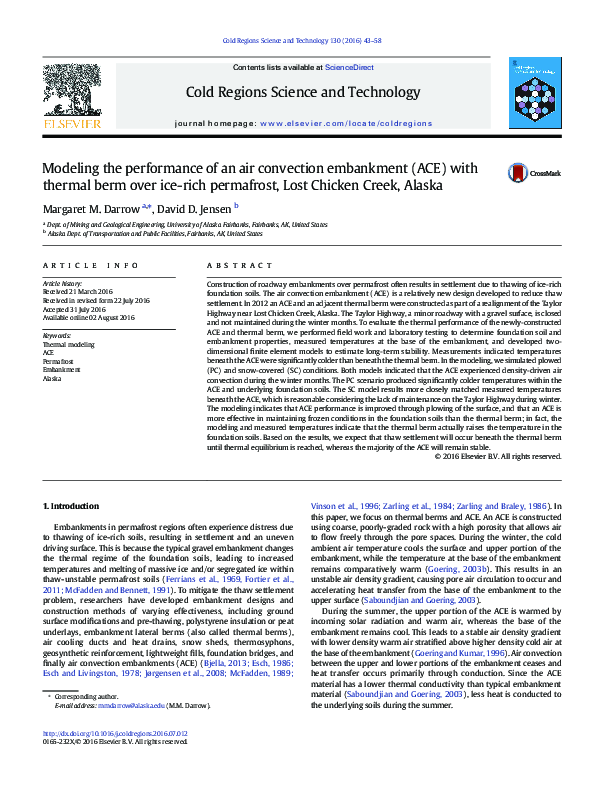 (PDF) Modeling the performance of an air convection embankment (ACE ...
