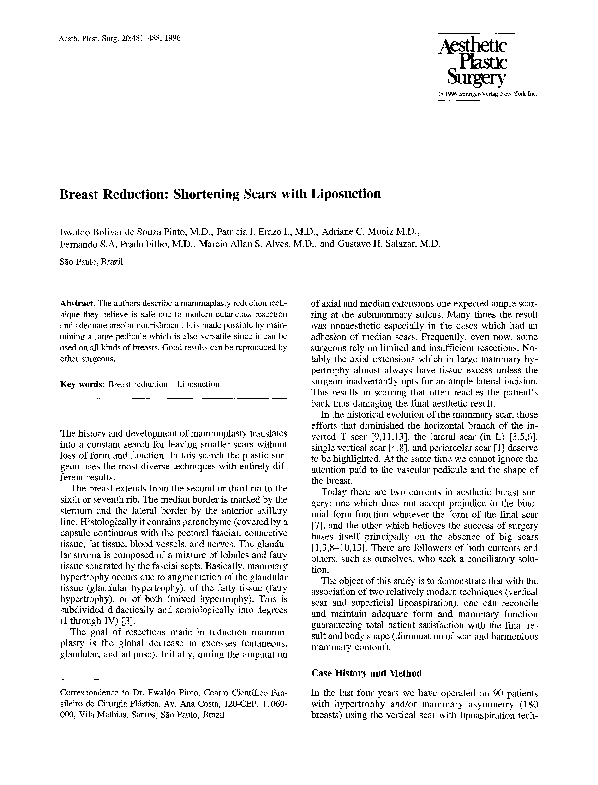 (PDF) Breast reduction: Shortening scars with liposuction