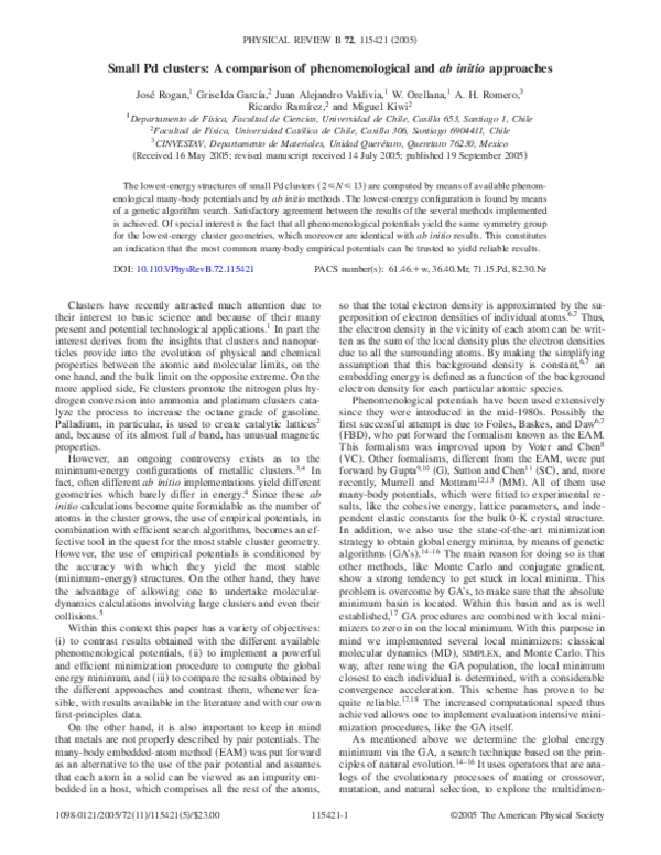 (PDF) Small Pd clusters: A comparison of phenomenological andab ...