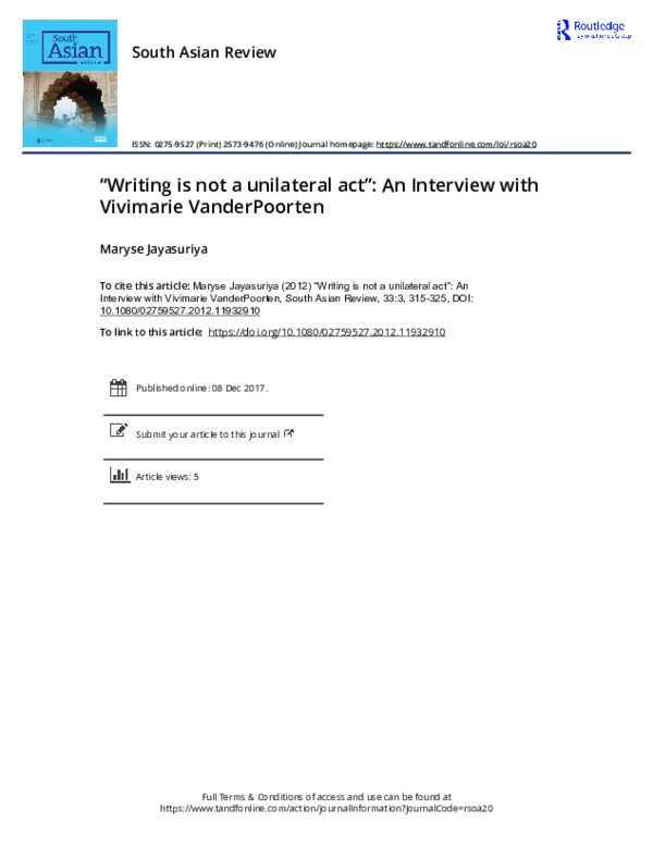 (PDF) “Writing is not a unilateral act”: An Interview with Vivimarie ...
