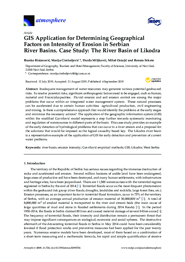 (PDF) GIS for Erosion Intensity in Serbian Rivers