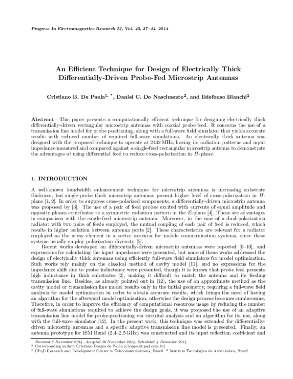 (PDF) An Efficient Technique for Design of Electrically Thick ...