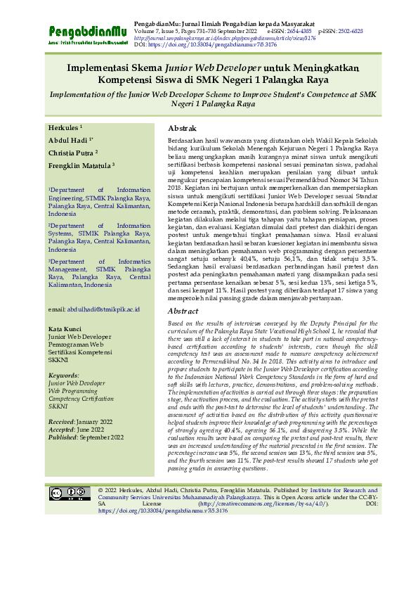 (PDF) Implementasi Skema Junior Web Developer untuk Meningkatkan Kompetensi Siswa di SMK Negeri ...