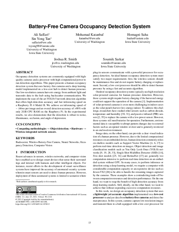 (PDF) Battery-Free Camera Occupancy Detection System