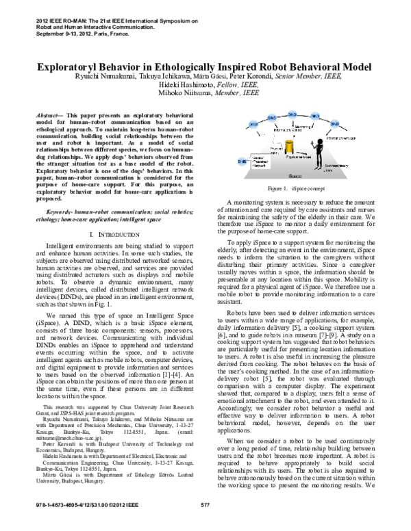 (PDF) Exploratory behavior in ethologically inspired robot behavioral model