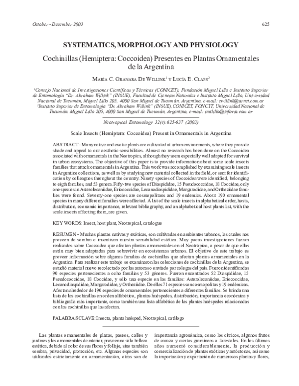 (PDF) Cochinillas (Hemiptera: Coccoidea) presentes en plantas ...