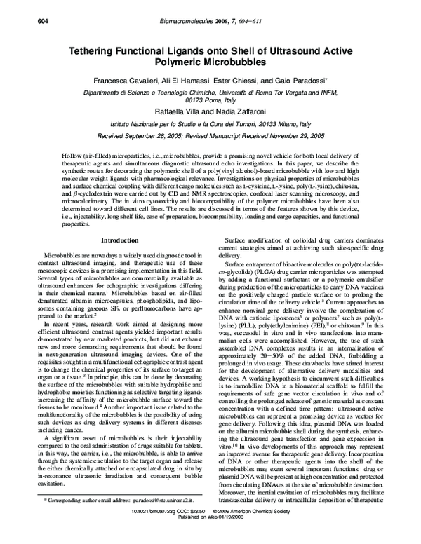 (PDF) Tethering Functional Ligands onto Shell of Ultrasound Active ...