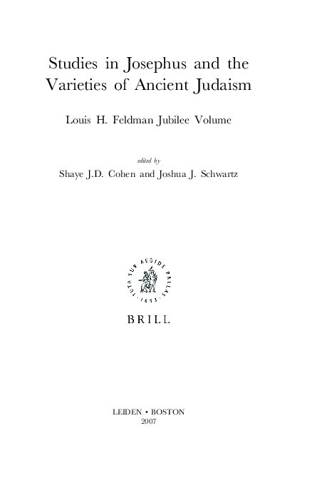 (PDF) *Studies in Josephus and the Varieties of Ancient Judaism: Louis ...
