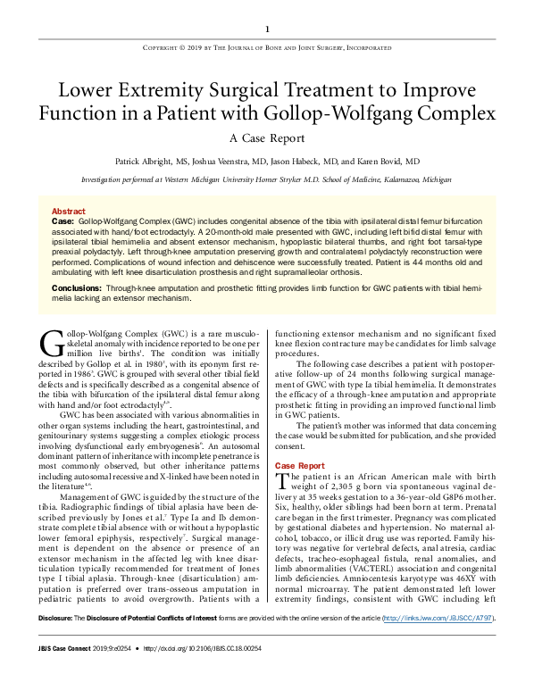 (PDF) Surgical Outcomes for Gollop-Wolfgang Complex