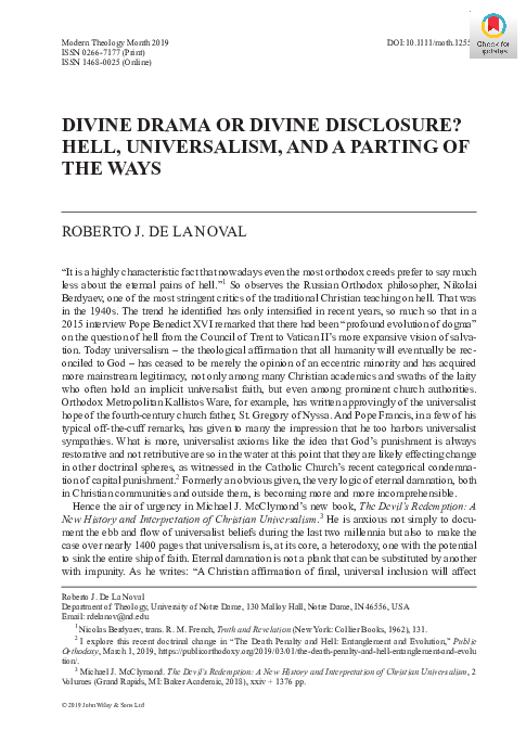 (PDF) Divine Drama or Divine Disclosure? Hell, Universalism, and a ...