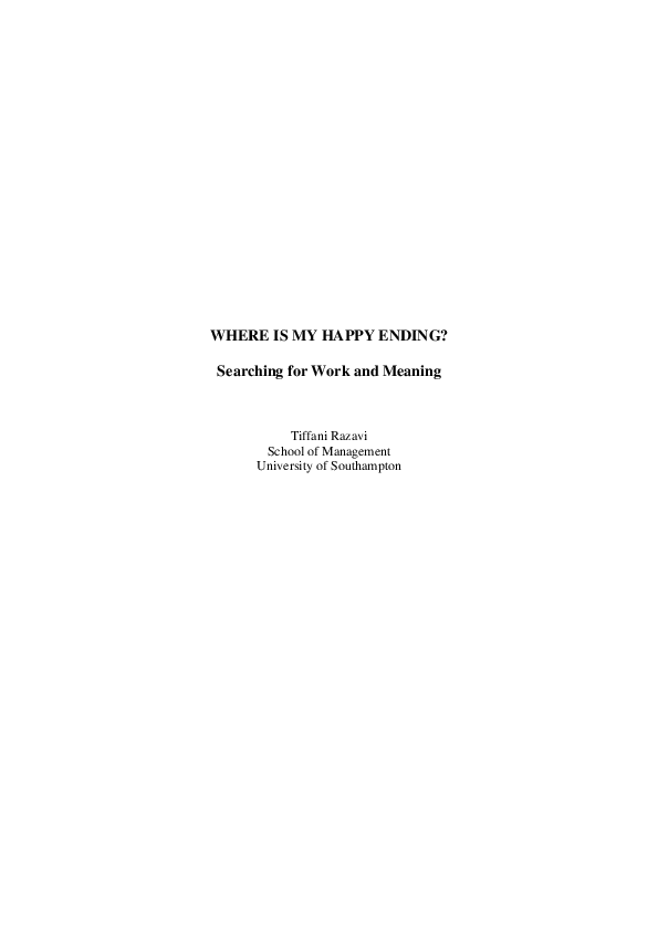 (PDF) Where is my happy ending? Searching for work and meaning
