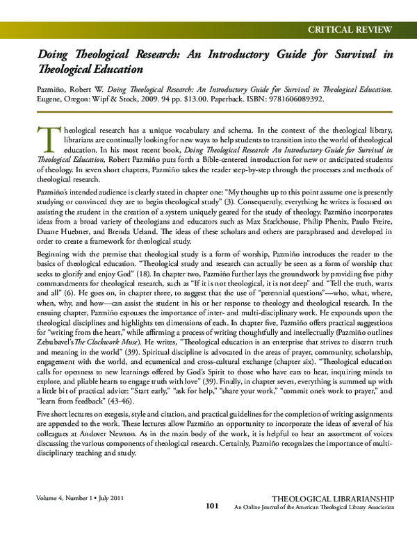 (PDF) Doing Theological Research: An Introductory Guide for Survival in ...