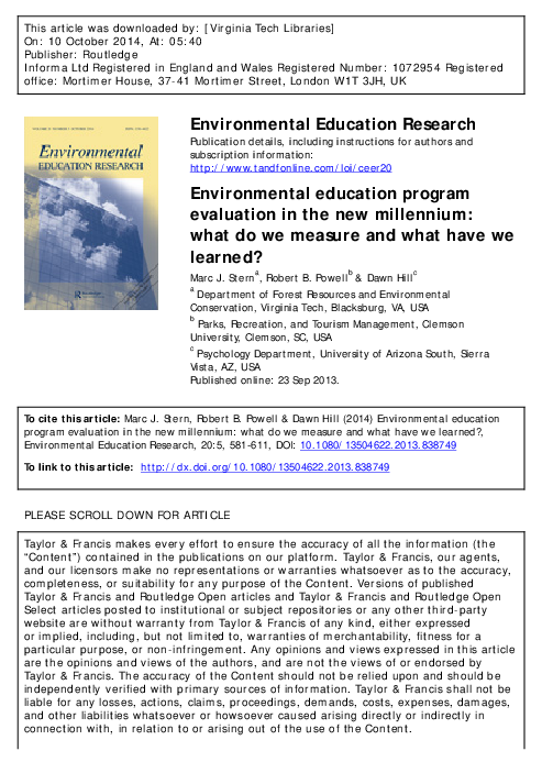 (PDF) Environmental education program evaluation in the new millennium: what do we measure and ...