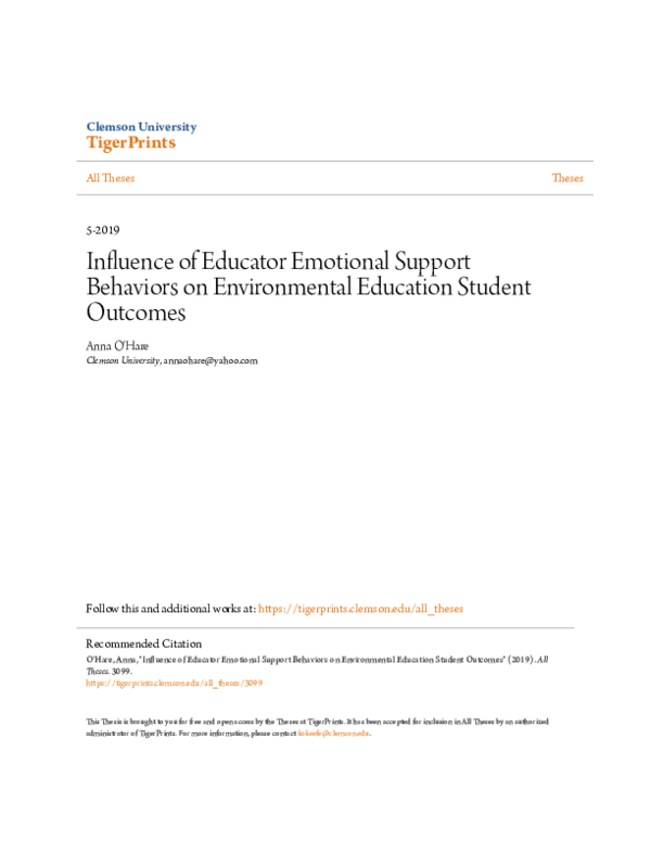 (PDF) Influence of educator’s emotional support behaviors on ...